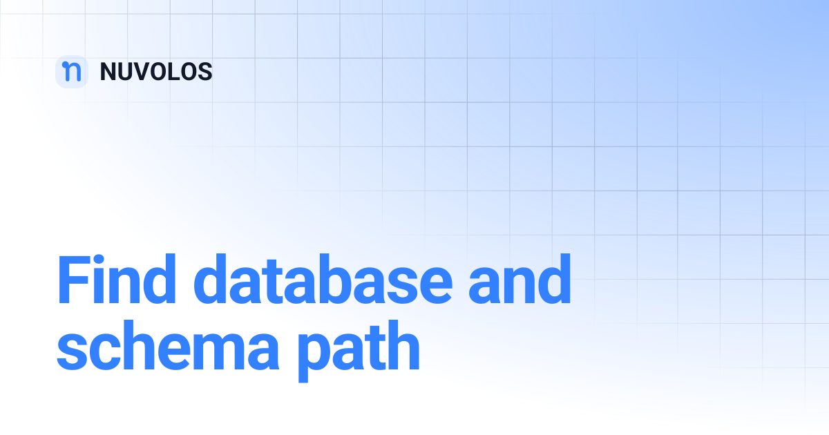 Find database and schema path | NUVOLOS