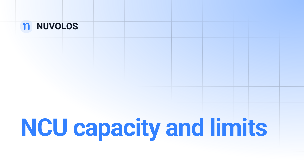 NCU Limits and Capacities | NUVOLOS